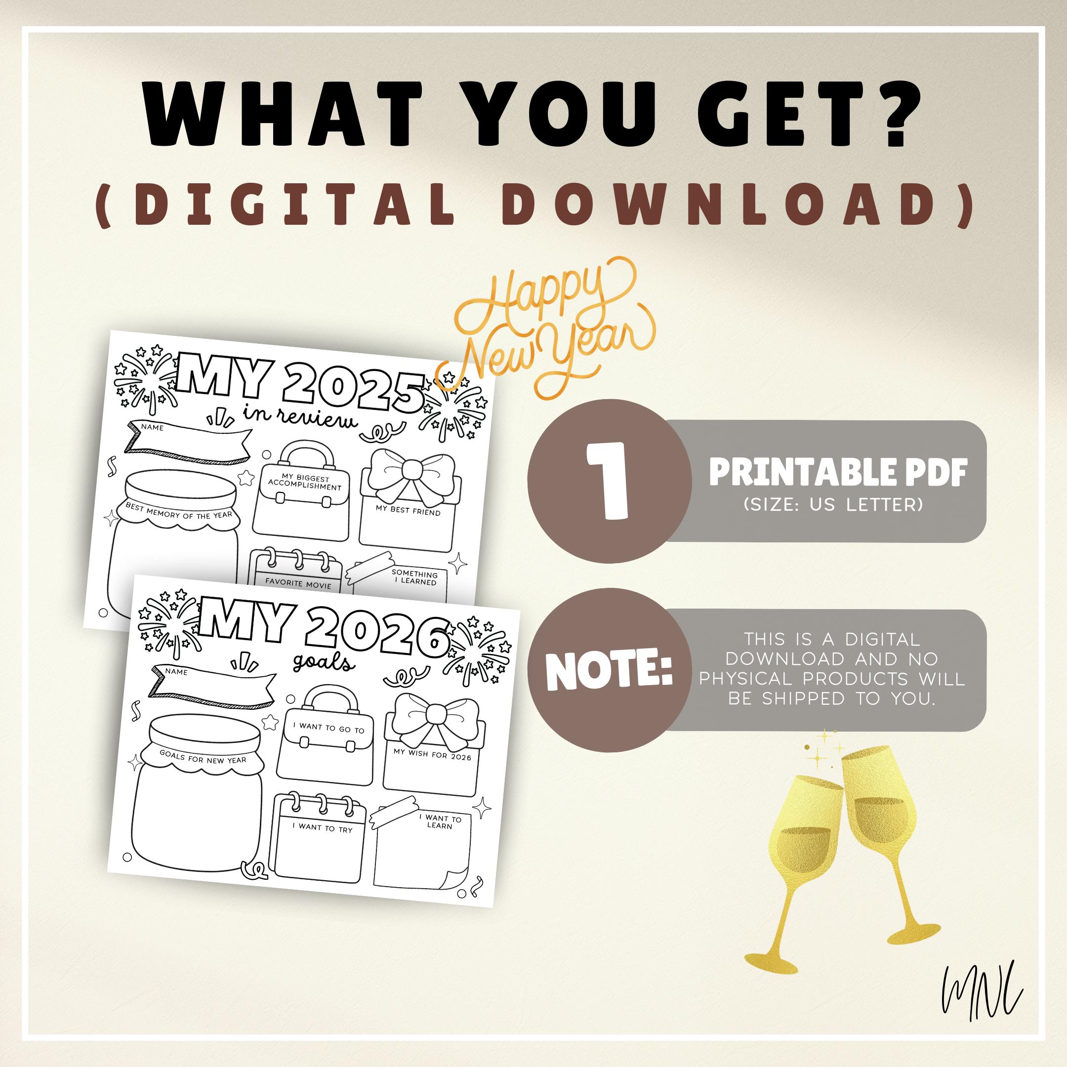 New Year’s Resolution Printable for Kids – Year in Review and Goals for ...