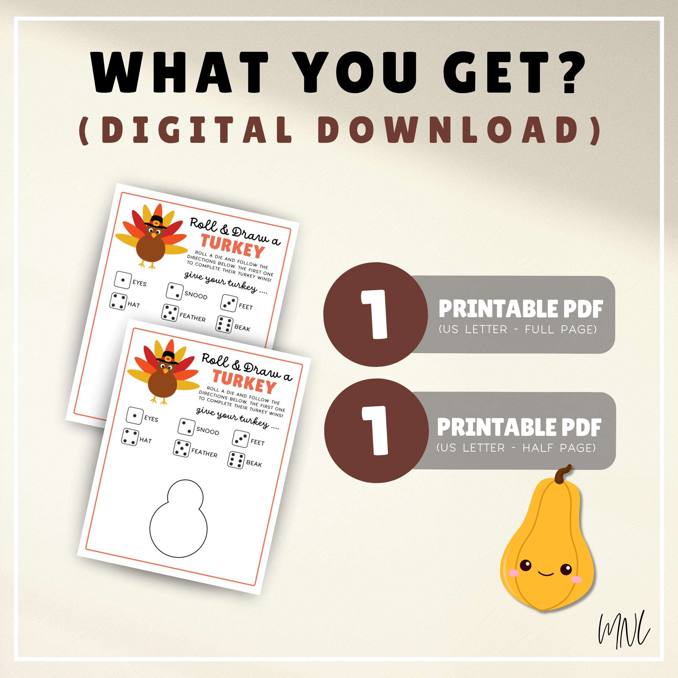 Roll A Turkey Game Thanksgiving Game, Turkey Dice Game Thanksgiving ...