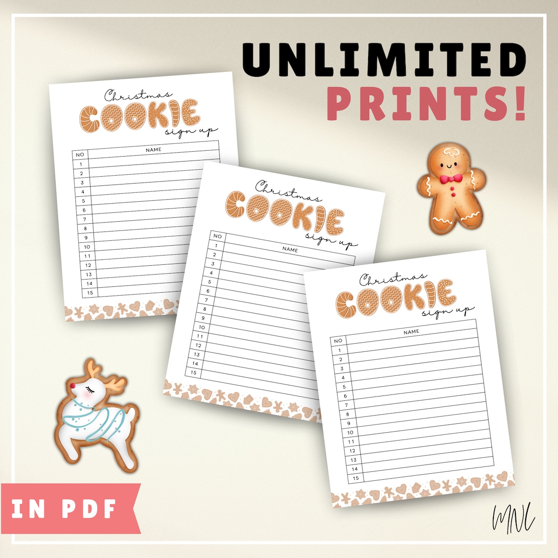 Christmas Cookie Sign up Sheet for Christmas Party, Cookie Party ...