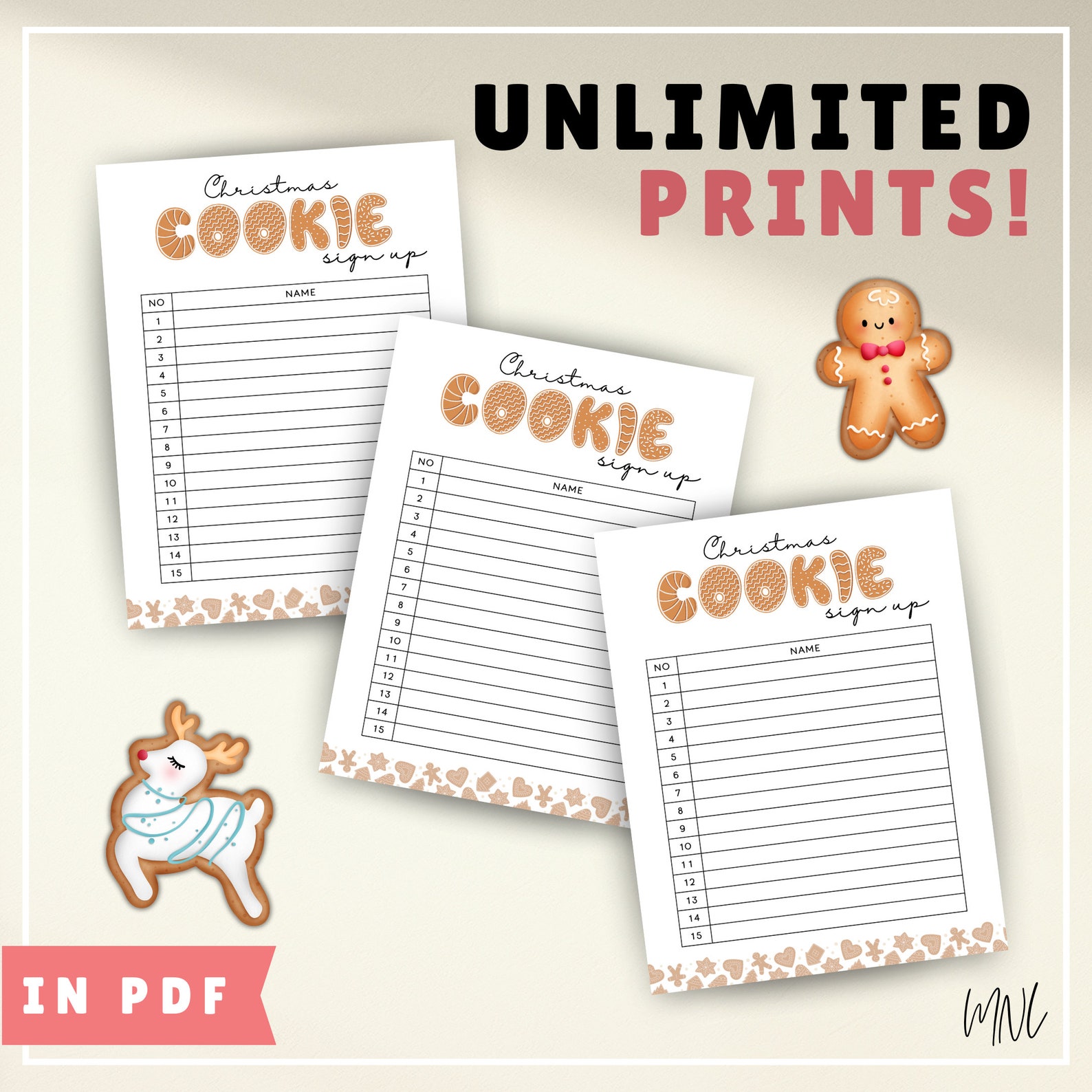 Christmas Cookie Sign up Sheet for Christmas Party, Cookie Party ...