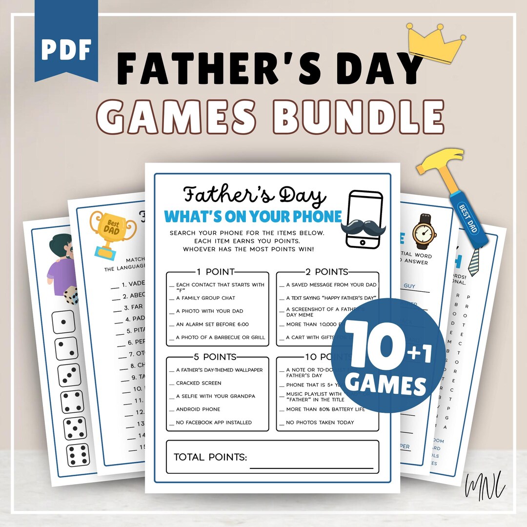 Fathers Day Games Bundle of 11, Fathers Day Activity, Fathers Day ...