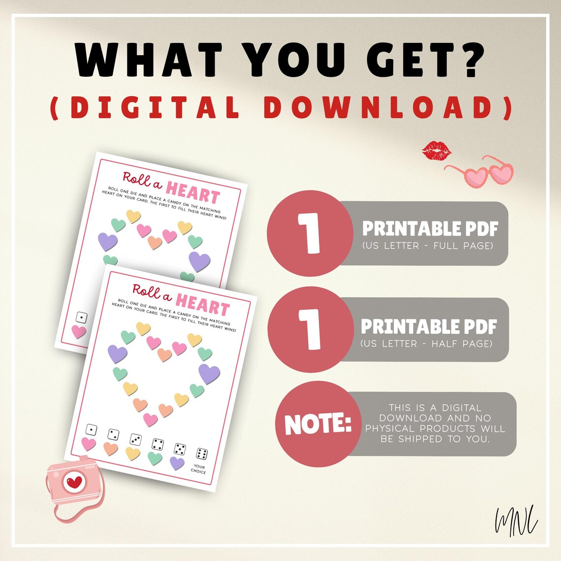 Roll a Heart Game for Valentine Party Game Printable Valentines ...