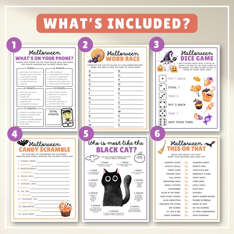 Halloween Games for Halloween Party Game Printable Game Bundle ...