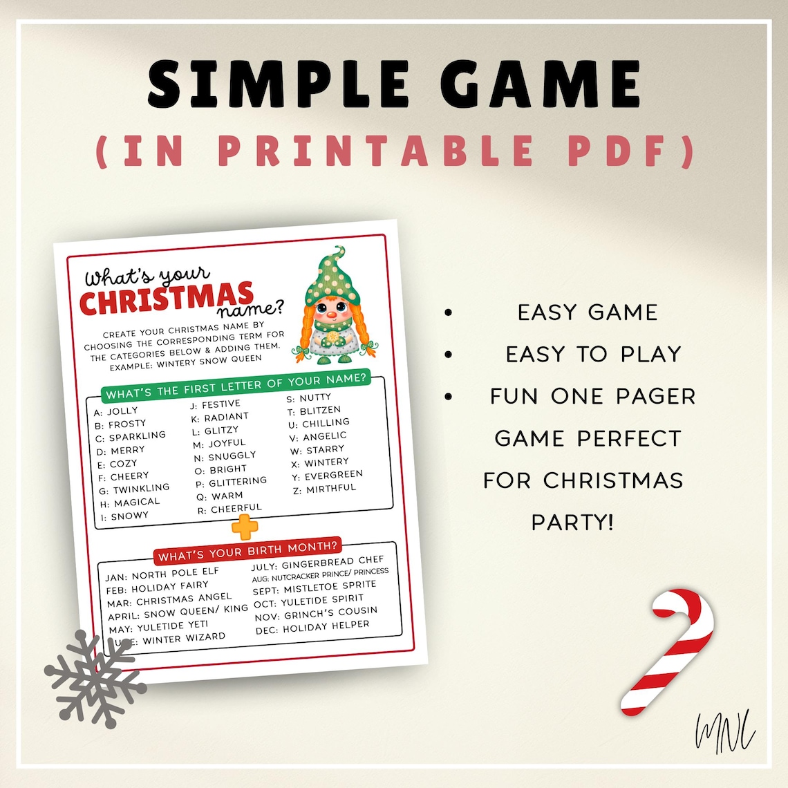 Christmas Name Game With Name Tag, What’s Your Elf Name Game Printable ...