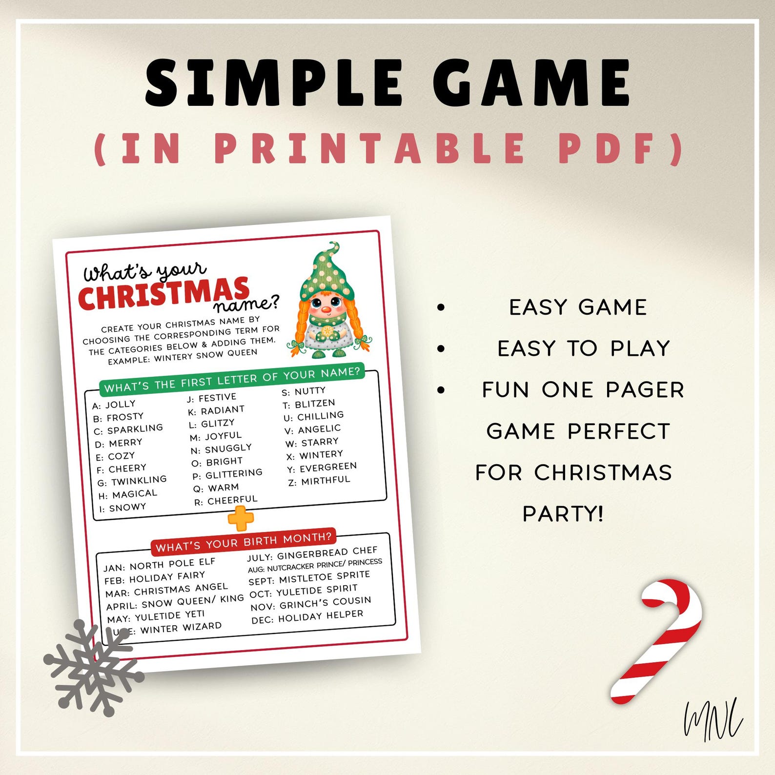 Christmas Name Game With Name Tag, What’s Your Elf Name Game Printable ...