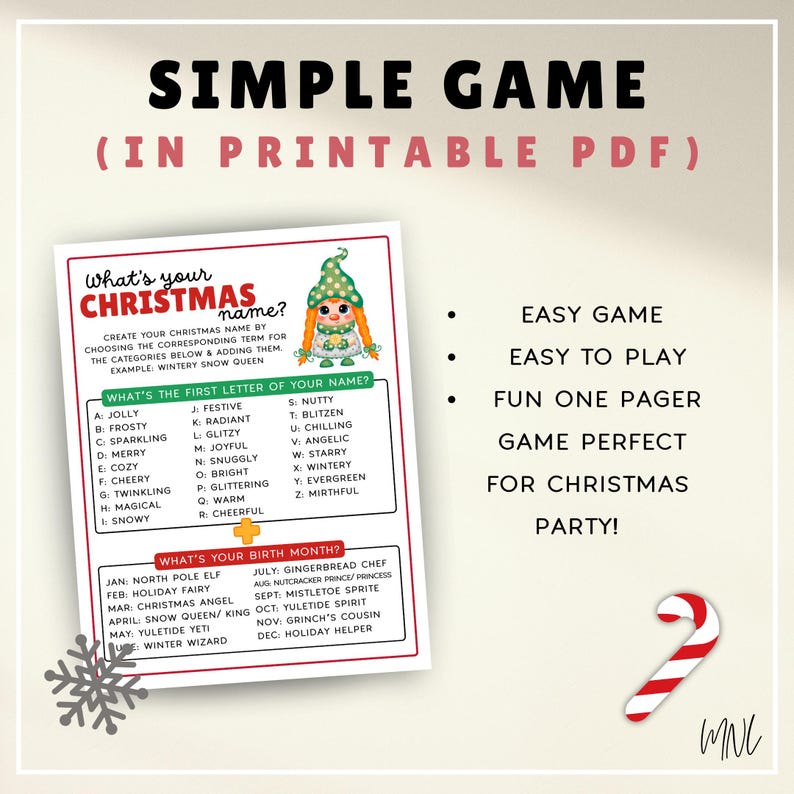Christmas Name Game With Name Tag, What’s Your Elf Name Game Printable ...