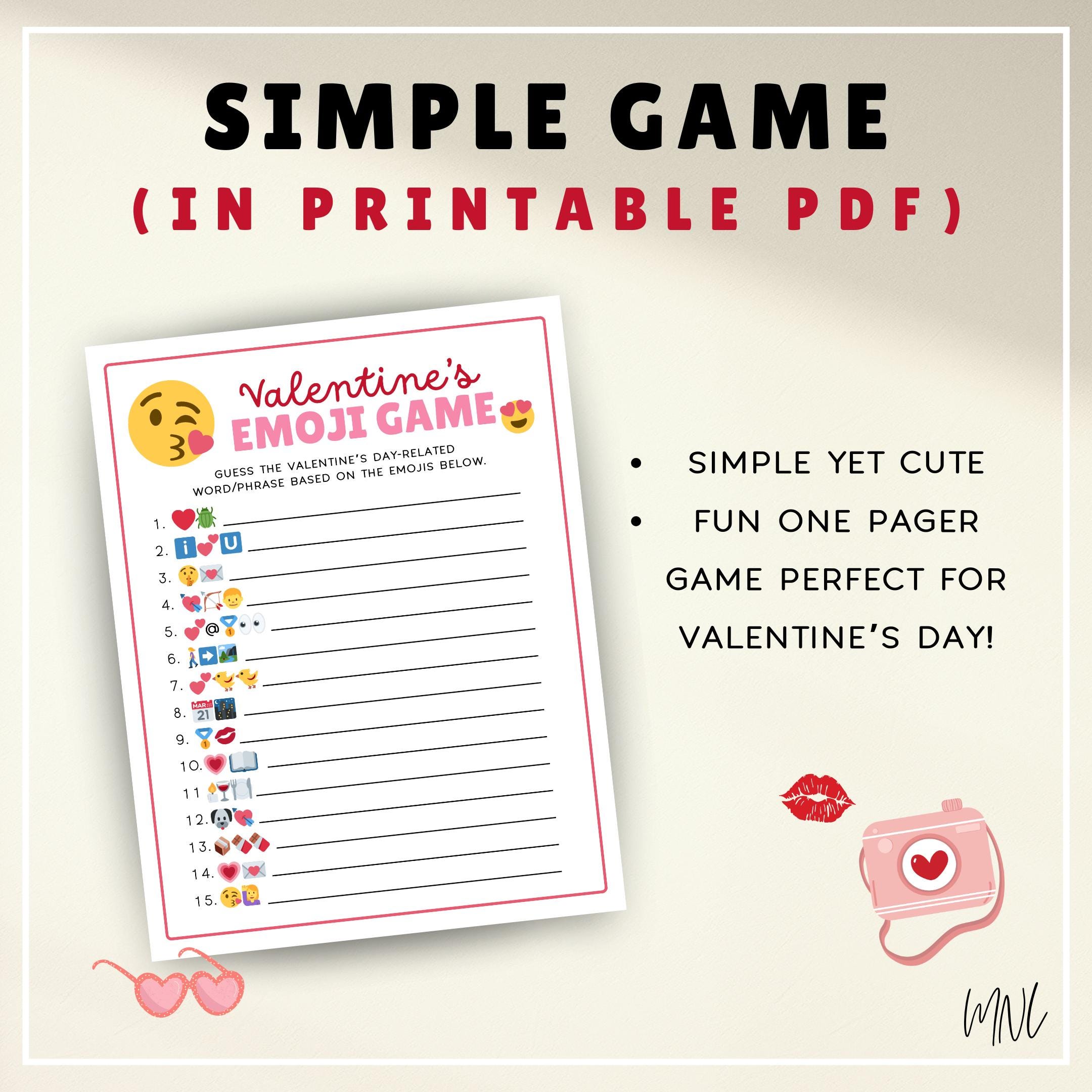 Valentine Emoji Game for Valentine Party Game Emoji Pictionary ...
