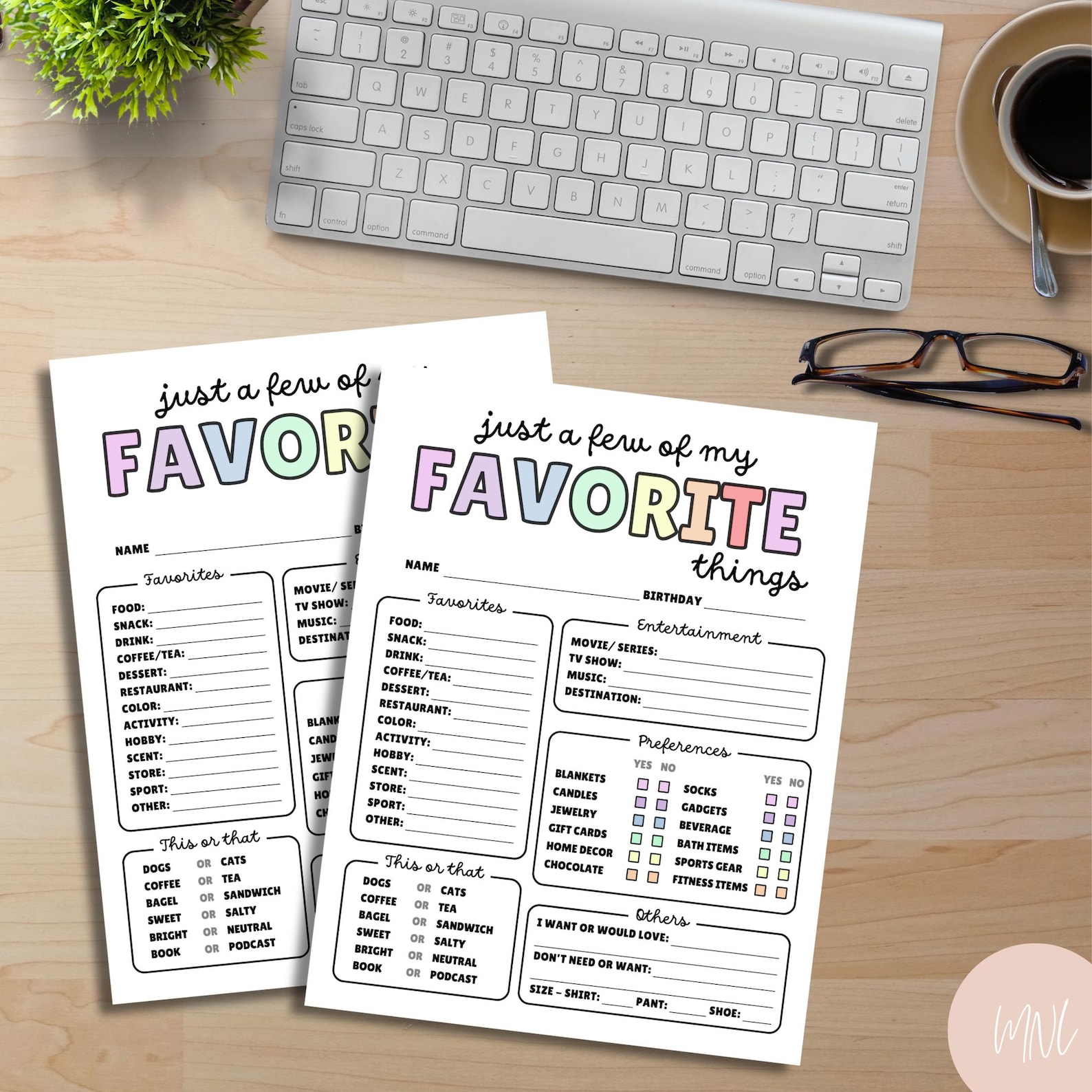 Favorites Survey for Coworker Questions Staff Appreciation All About Me ...