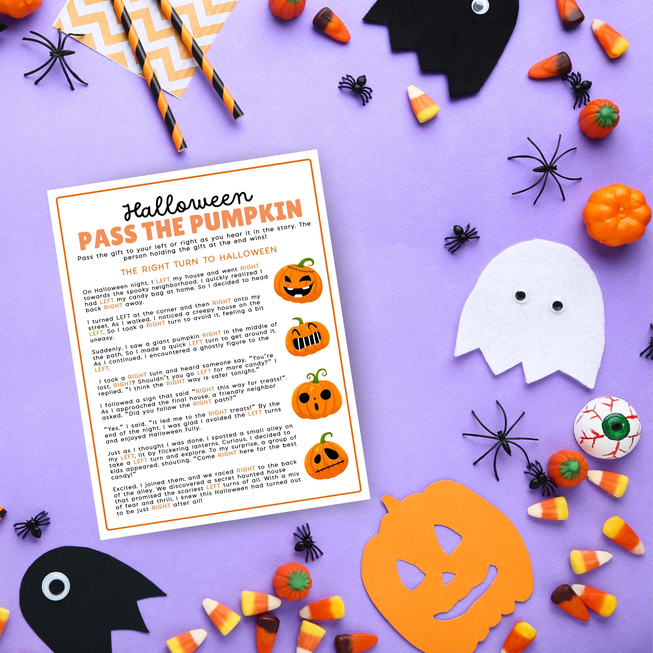 Pass the Pumpkin Halloween Party Game, Left Right Game for Halloween ...