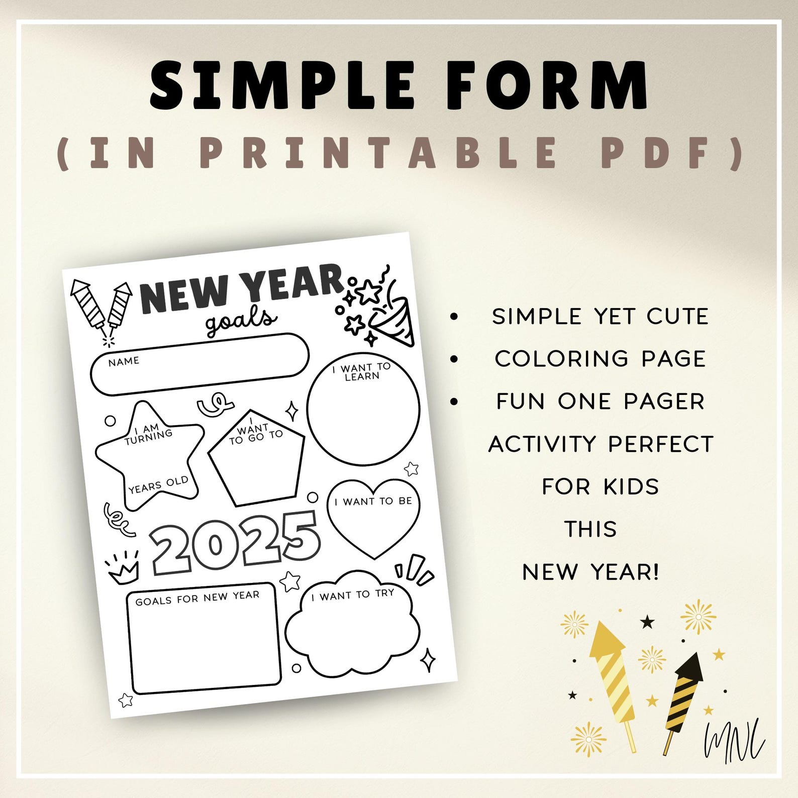 New Year’s Resolution Printable for Kids – Year in Review and Goals for ...