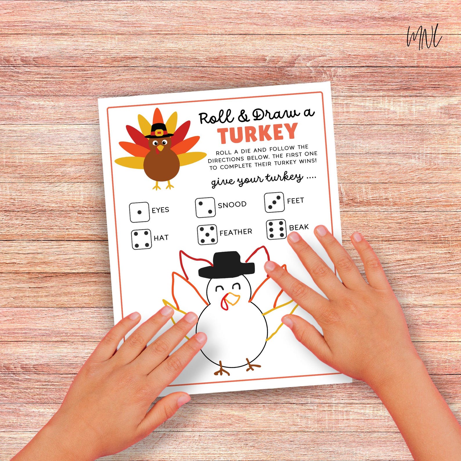 Roll A Turkey Game Thanksgiving Game, Turkey Dice Game Thanksgiving ...