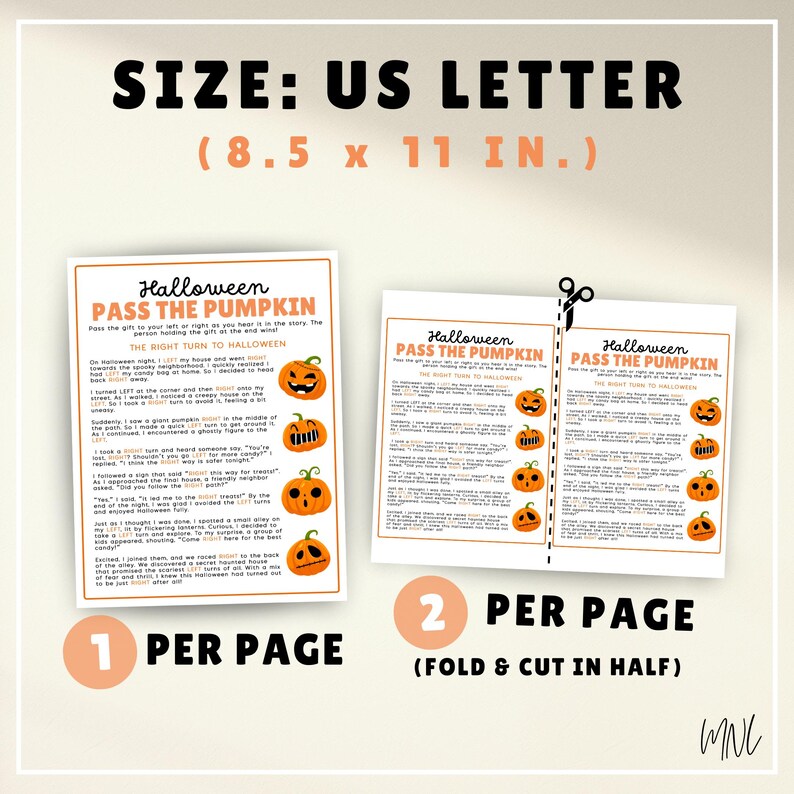 Pass the Pumpkin Halloween Party Game, Left Right Game for Halloween ...