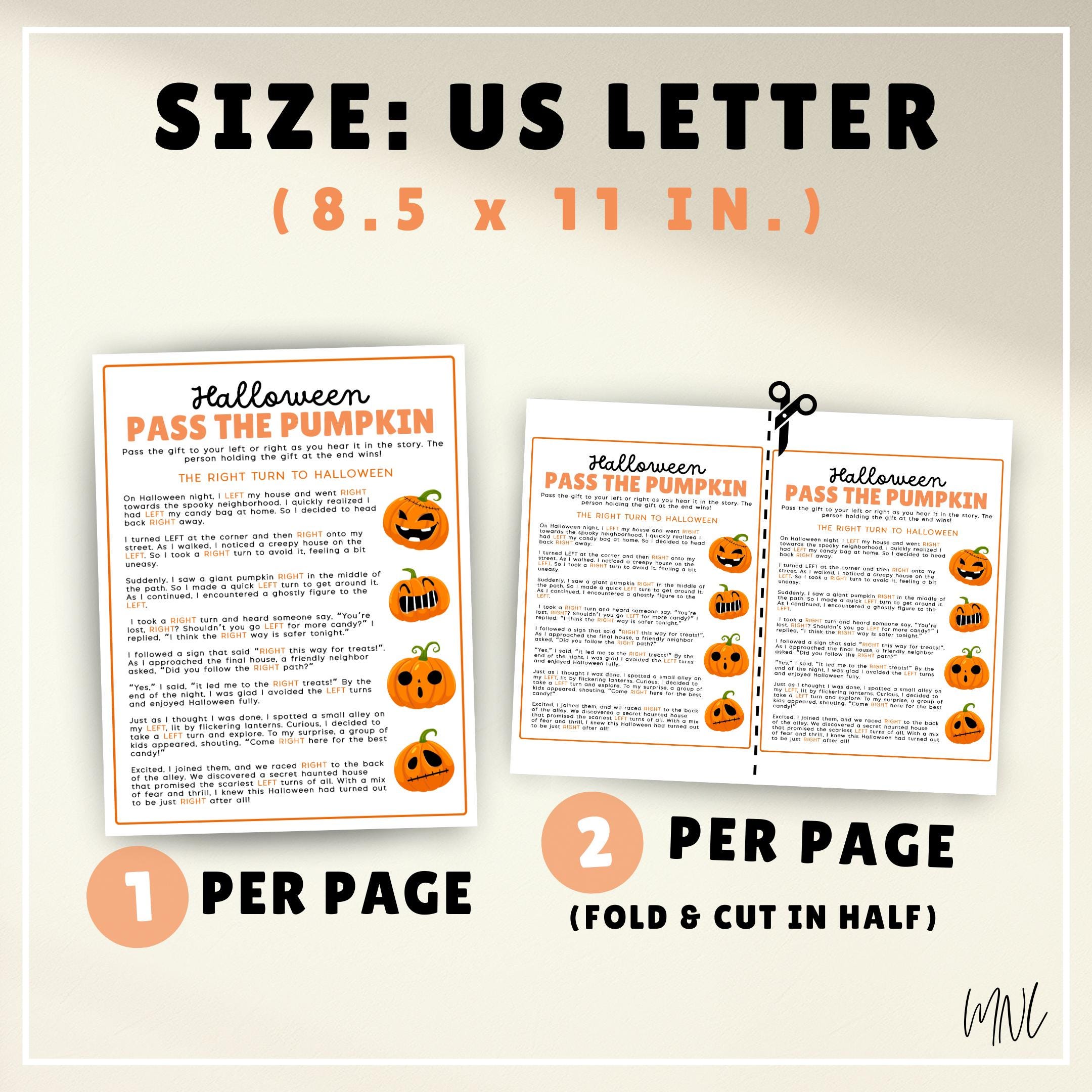 Pass the Pumpkin Halloween Party Game, Left Right Game for Halloween ...