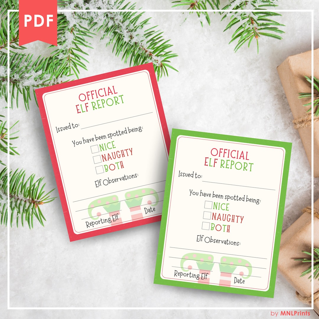 Elf Report Card From North Pole Elf Letter Instant Download Christmas ...
