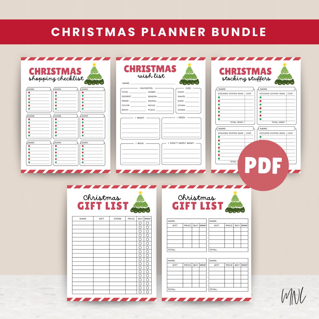 Christmas List Bundle – Christmas Shopping List, Christmas Gift List ...