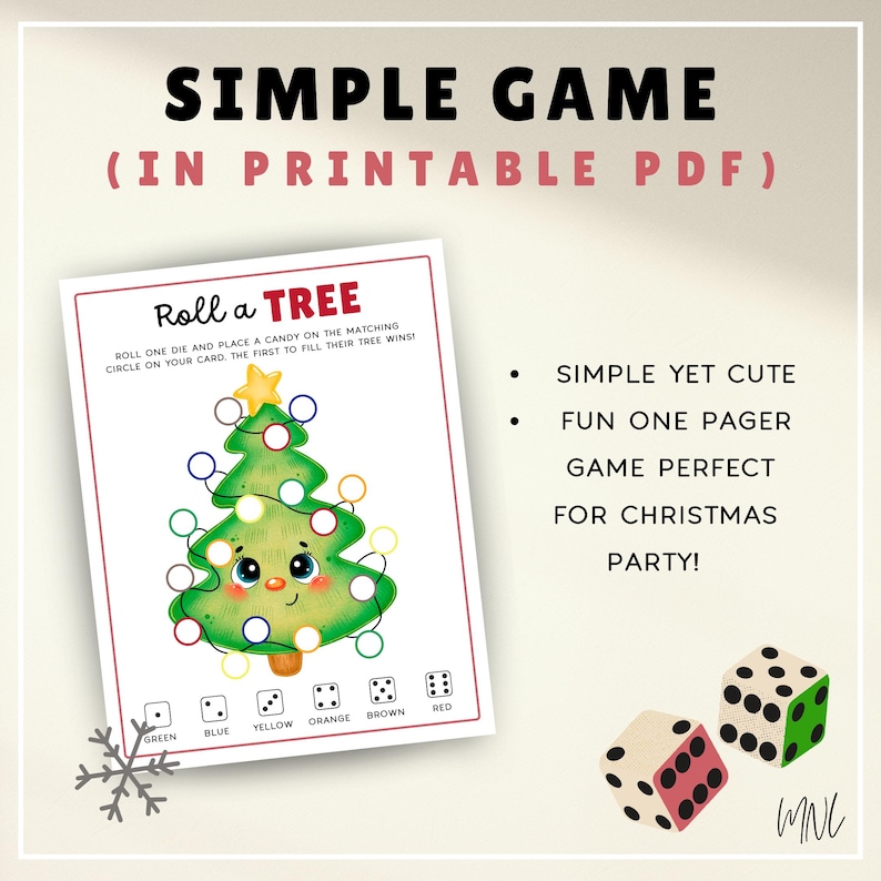 Roll a Tree Game for Christmas Party Game Printable Christmas Activity ...