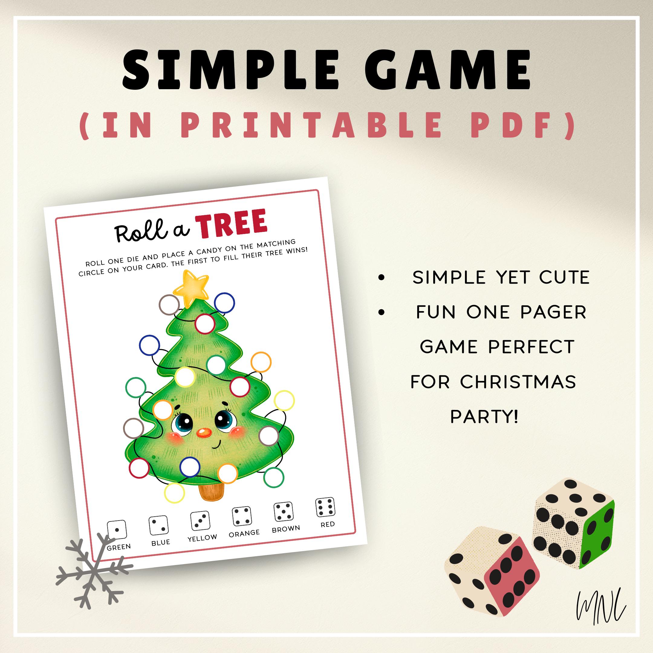 Roll a Tree Game for Christmas Party Game Printable Christmas Activity ...