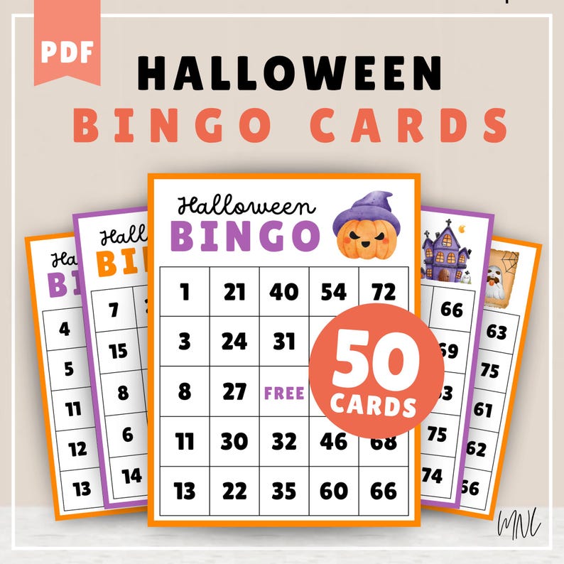 Halloween Bingo Cards for Halloween Party Game, Printable Halloween for ...