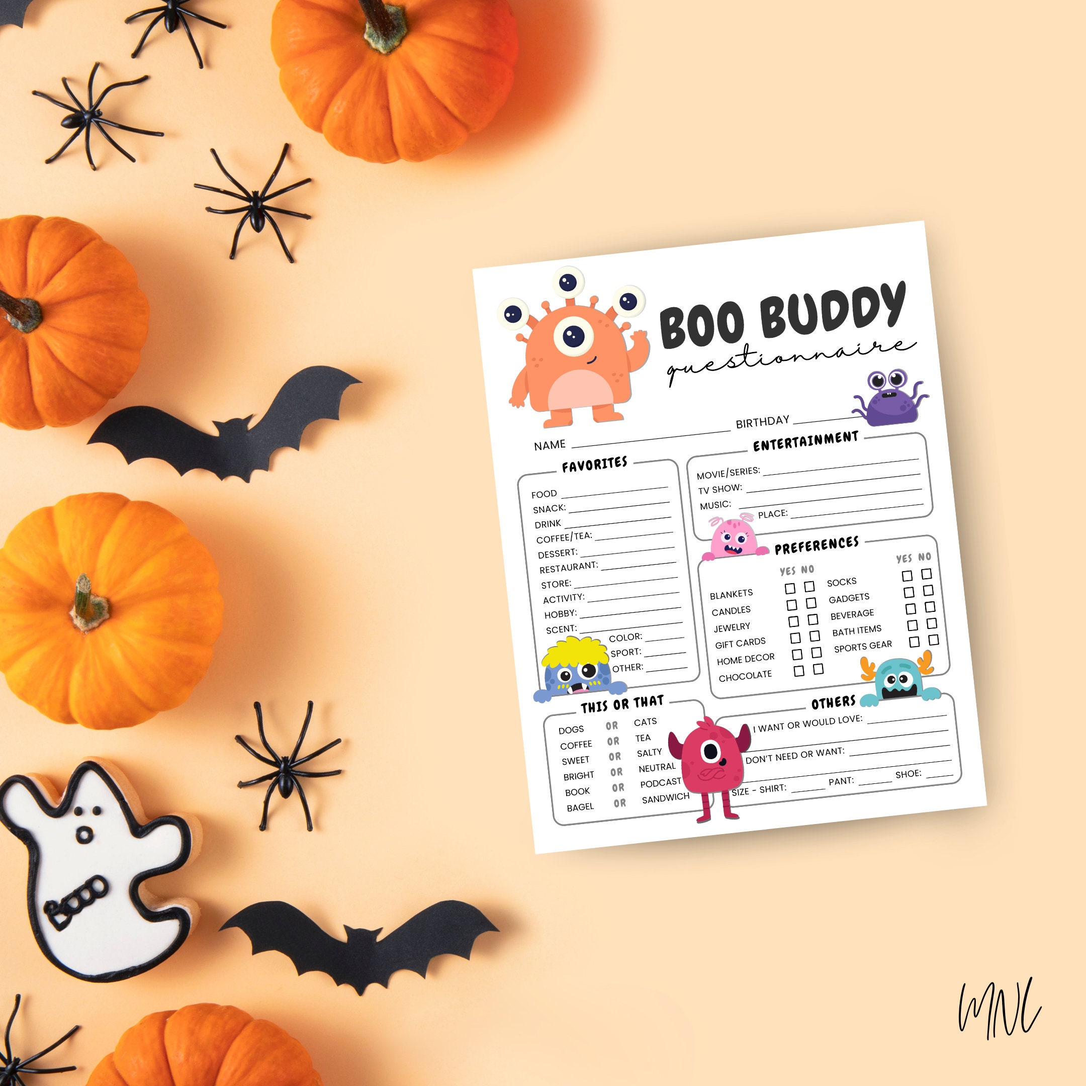 Boo Buddy Questionnaire for Halloween Coworker Questions Staff ...
