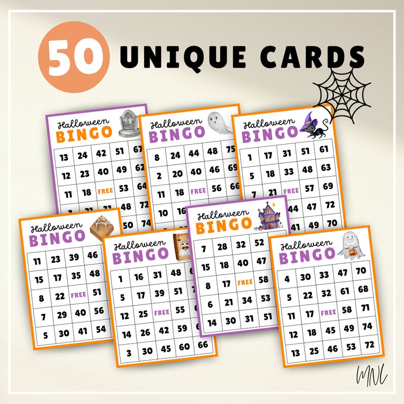 Halloween Bingo Cards for Halloween Party Game, Printable Halloween for ...