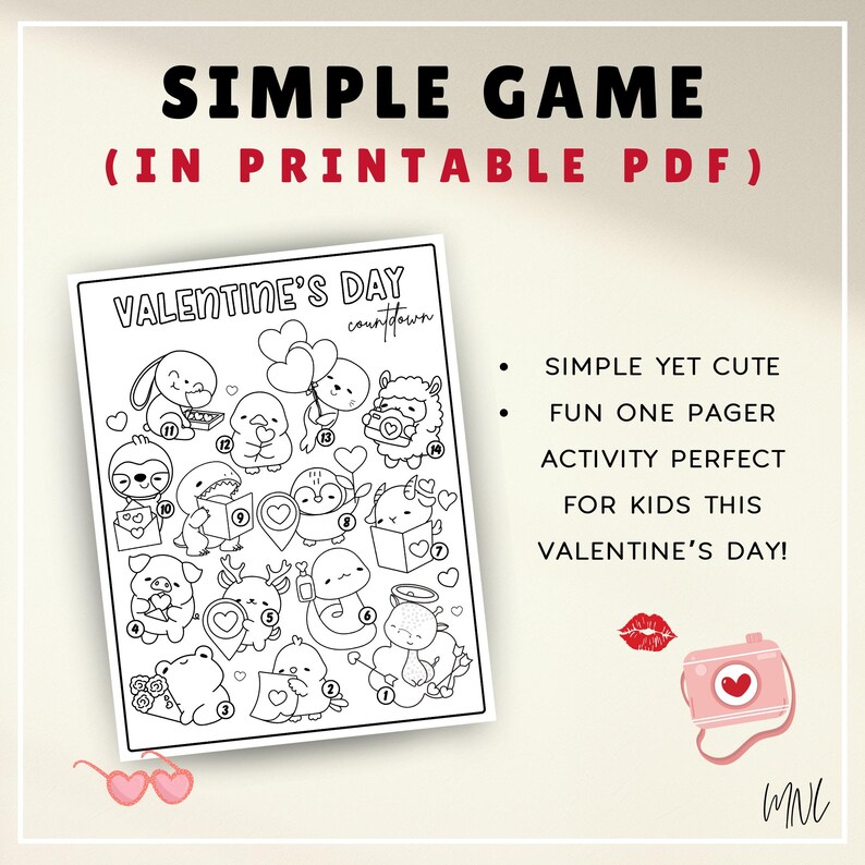 Valentine's Day Countdown Calendar Printable Advent Calendar Countdown ...