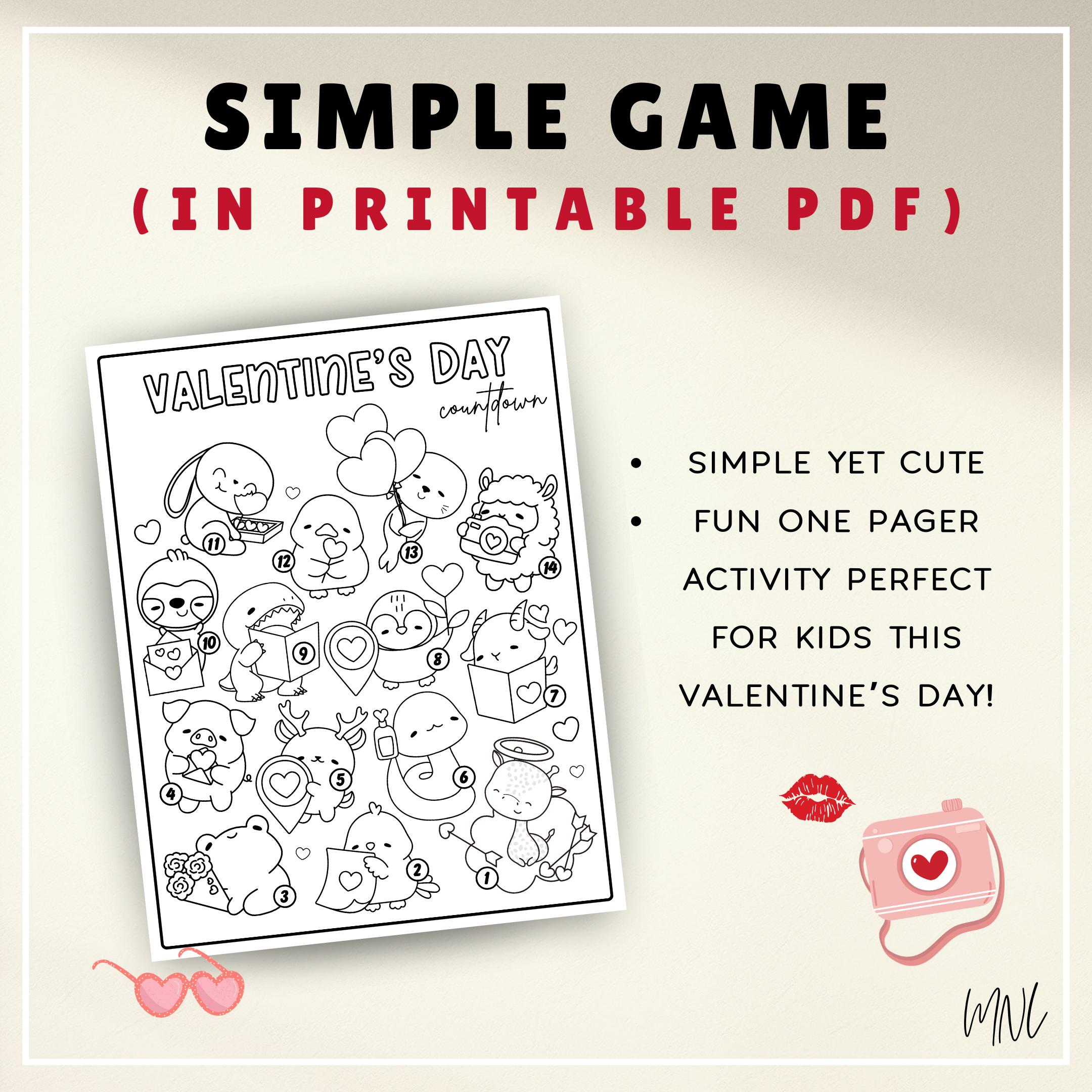 Valentine's Day Countdown Calendar Printable Advent Calendar Countdown ...