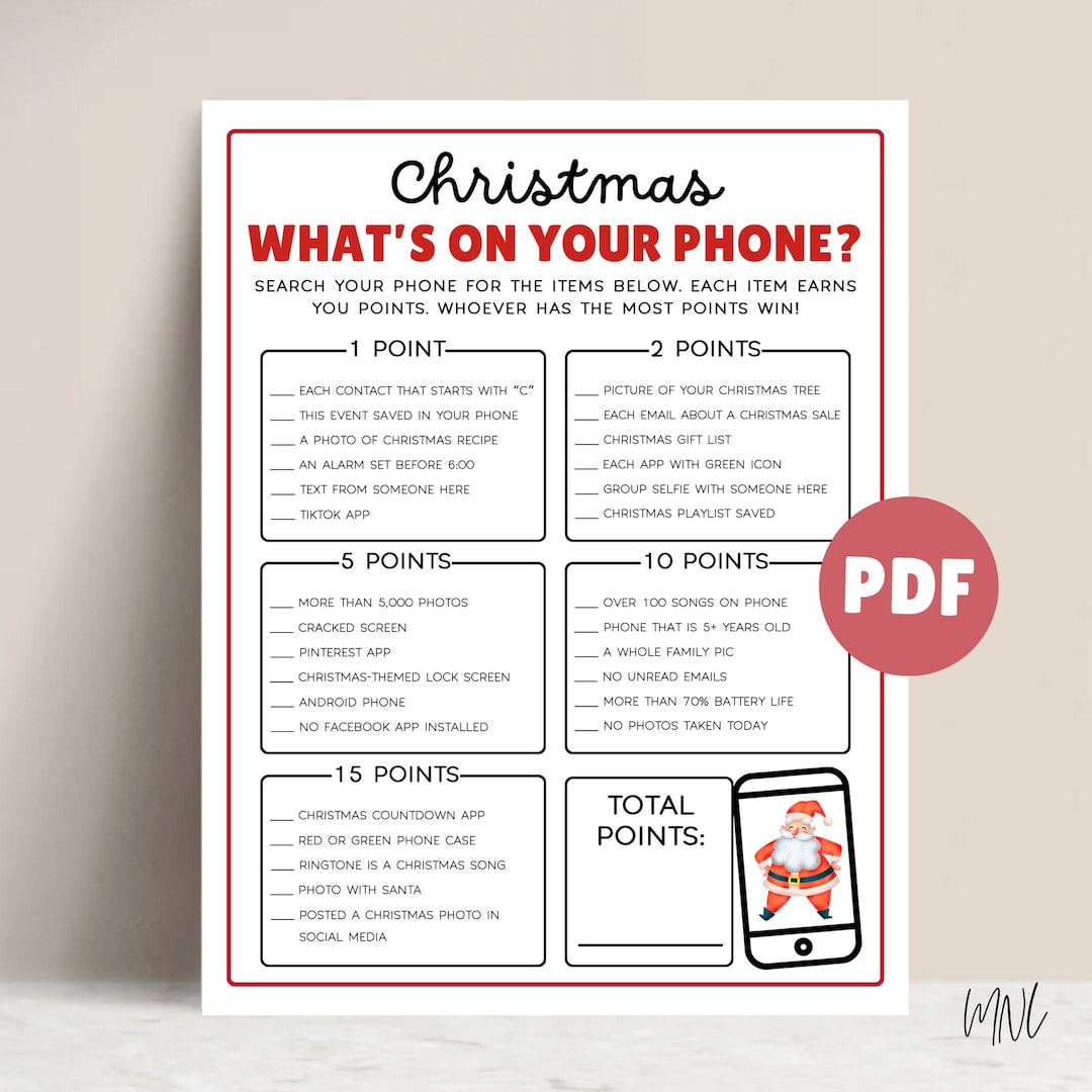 Christmas Whats on Your Phone Game, Christmas Phone Game for Christmas ...