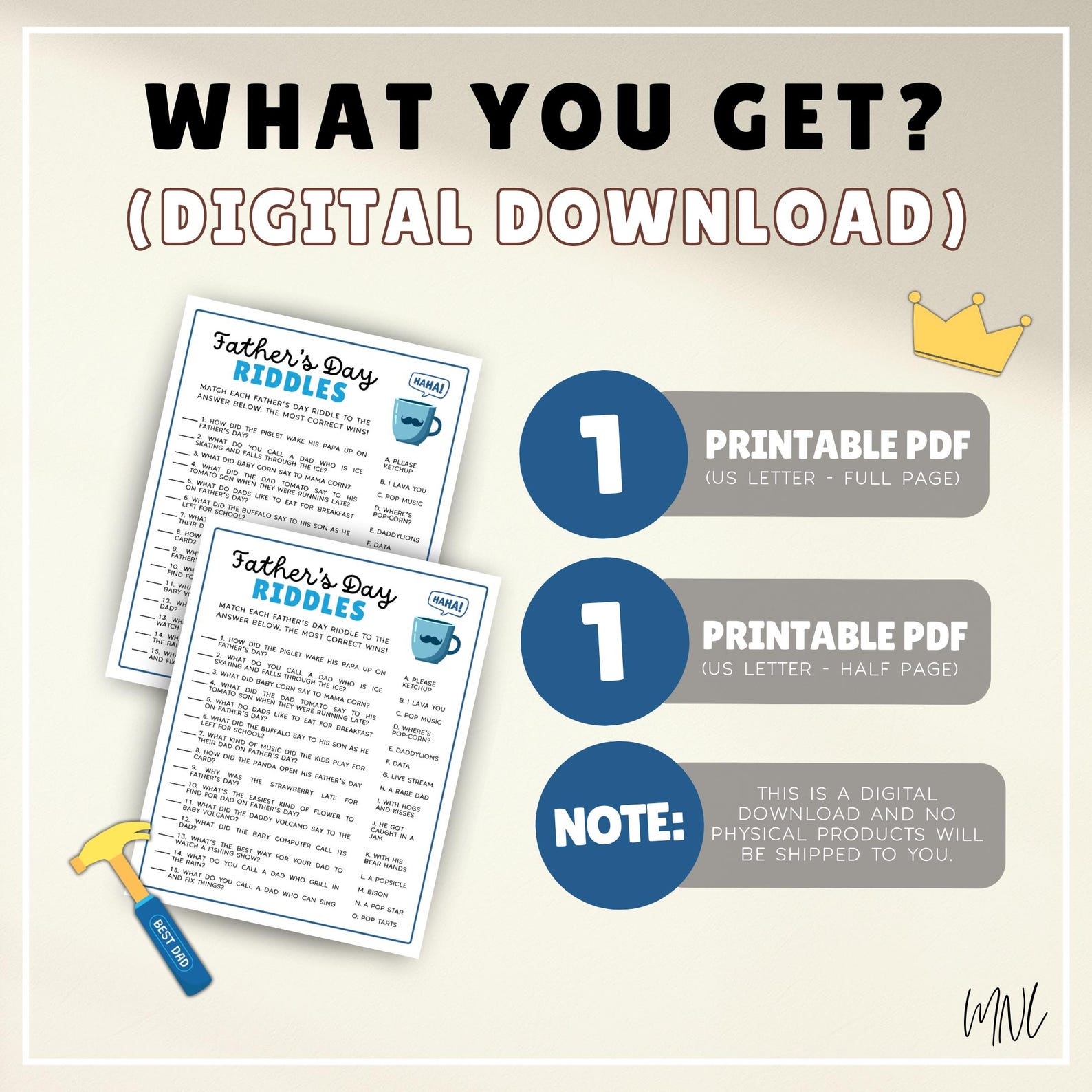 Fathers Day Riddles Game for Funny Father’s Day Party, Printable Father ...