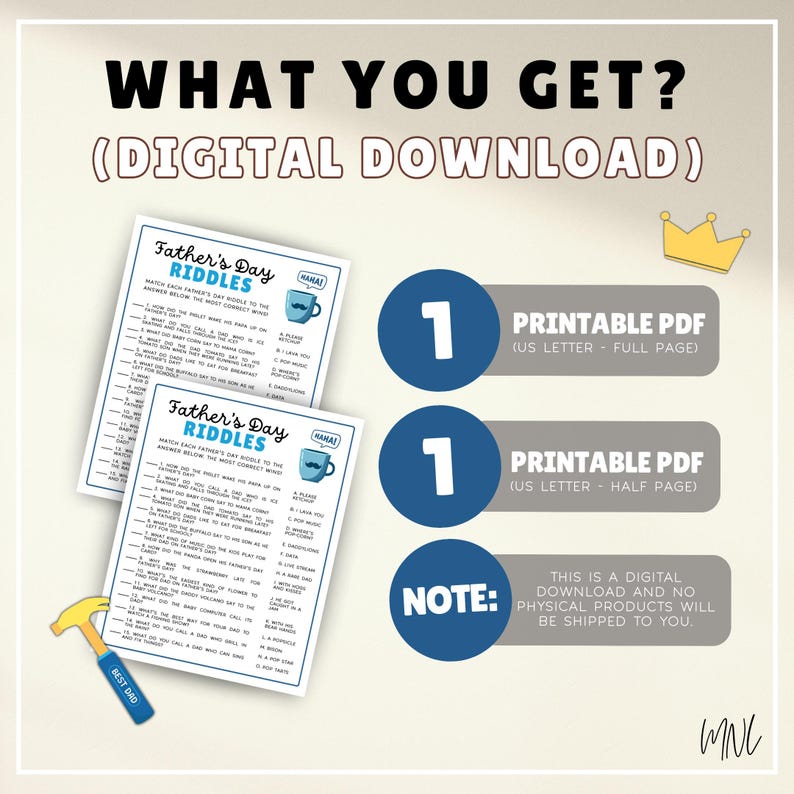 Fathers Day Riddles Game for Funny Father’s Day Party, Printable Father ...