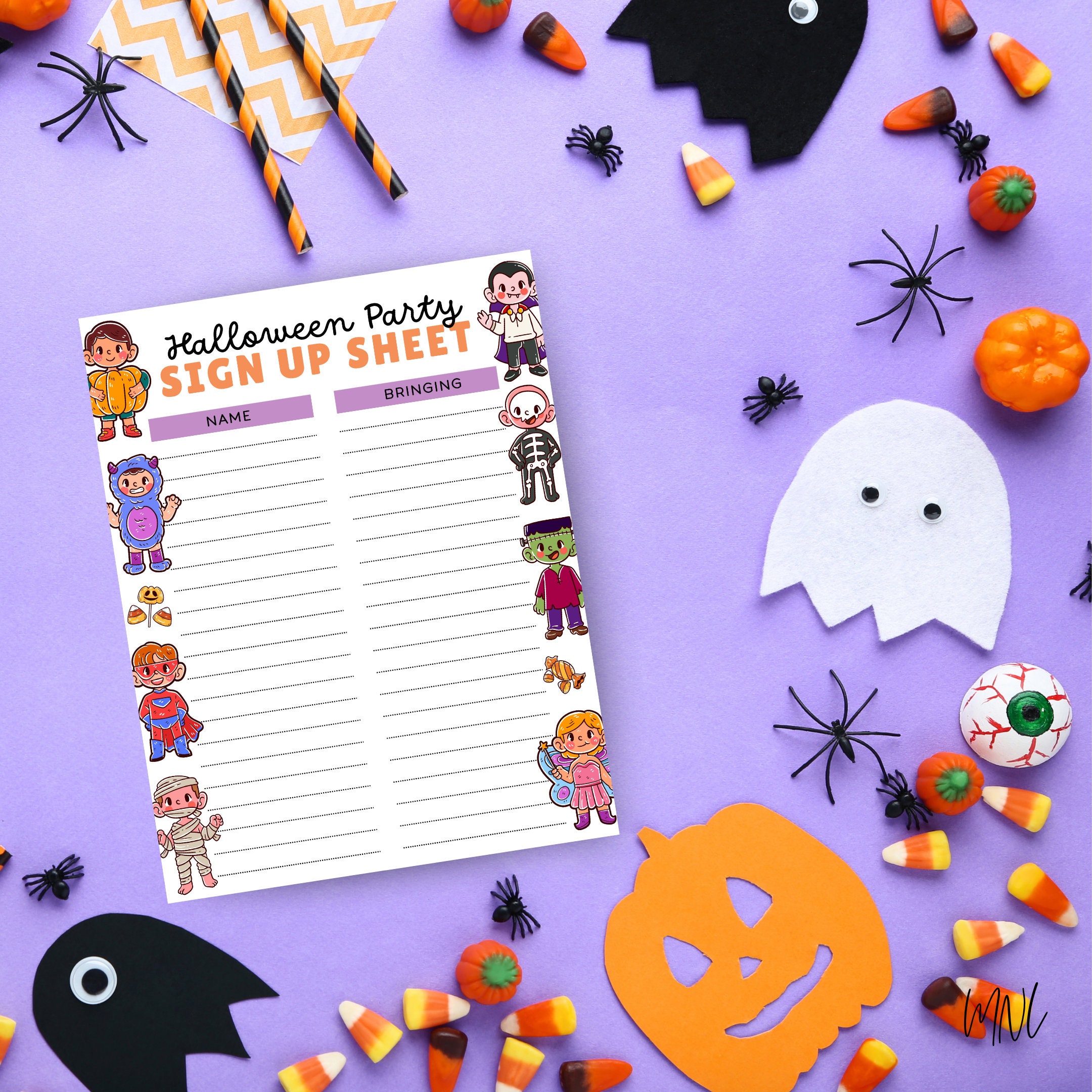 Halloween Potluck Sign up Sheet for Halloween Party, Printable ...