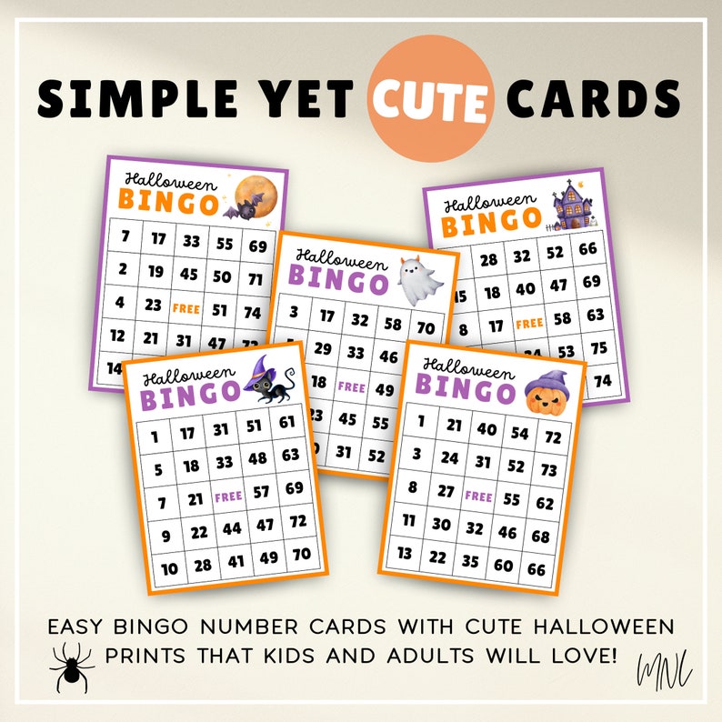 Halloween Bingo Cards for Halloween Party Game, Printable Halloween for ...