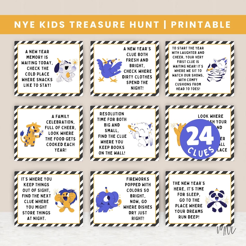 Kids Scavenger Hunt for New Years Eve Games for Kids Printable Treasure ...