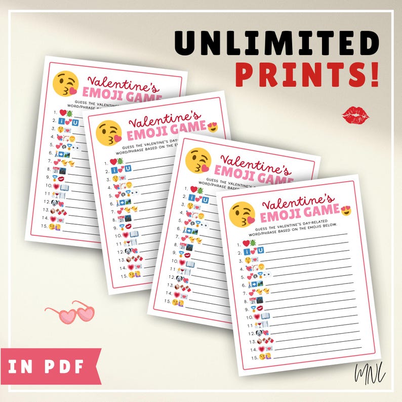 Valentine Emoji Game for Valentine Party Game Emoji Pictionary ...