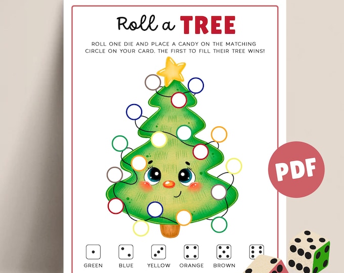 Roll a Christmas Tree Game Printable | Christmas Tree Game Digital ...