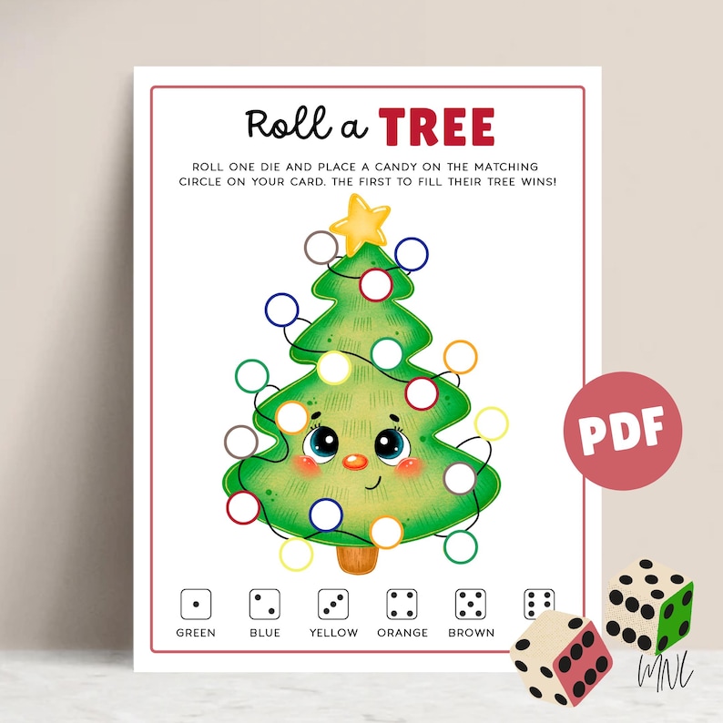 Roll a Tree Game for Christmas Party Game Printable Christmas Activity ...