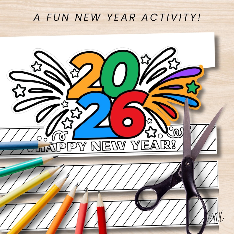 New Year Party Hat Printable Party Hat for New Years Eve, 2026 New Year ...