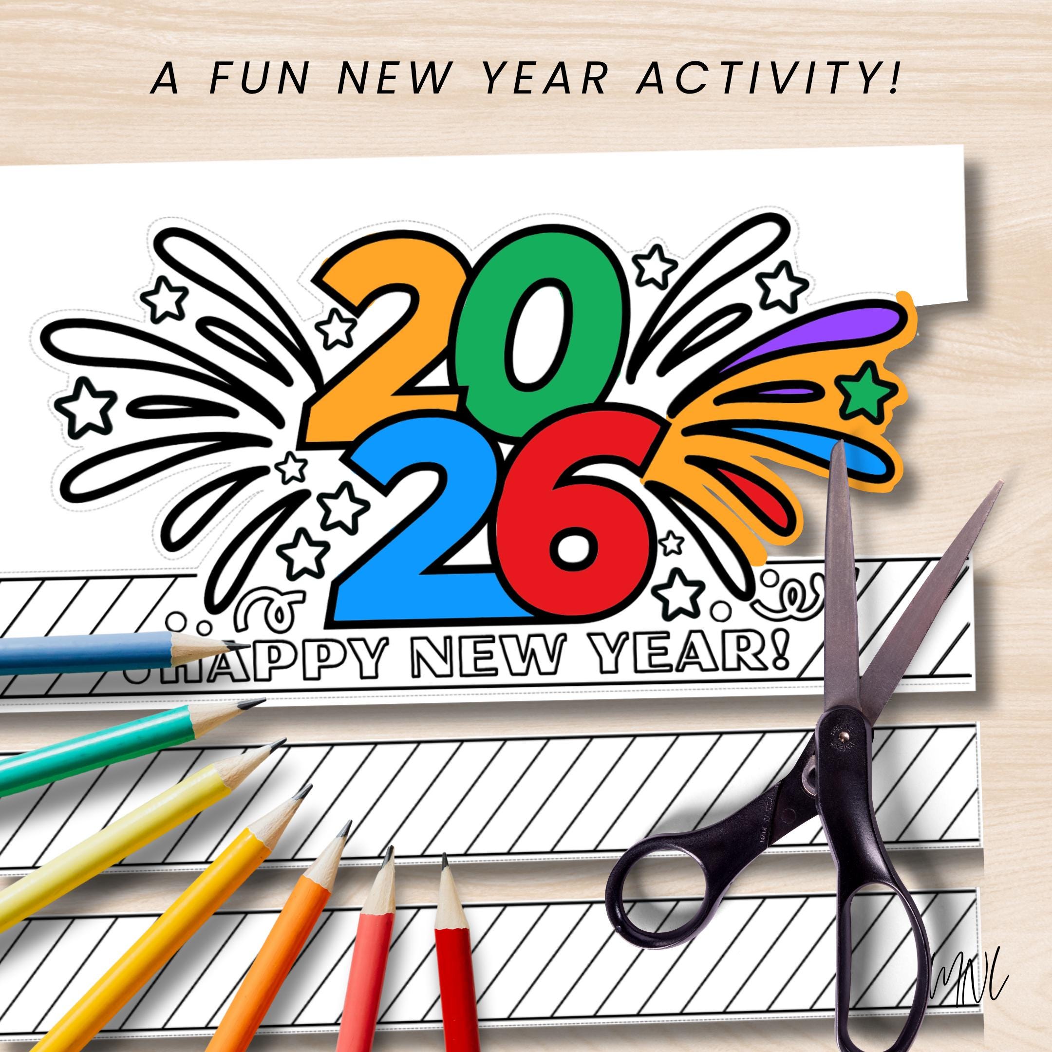 New Year Party Hat Printable Party Hat for New Years Eve, 2026 New Year ...