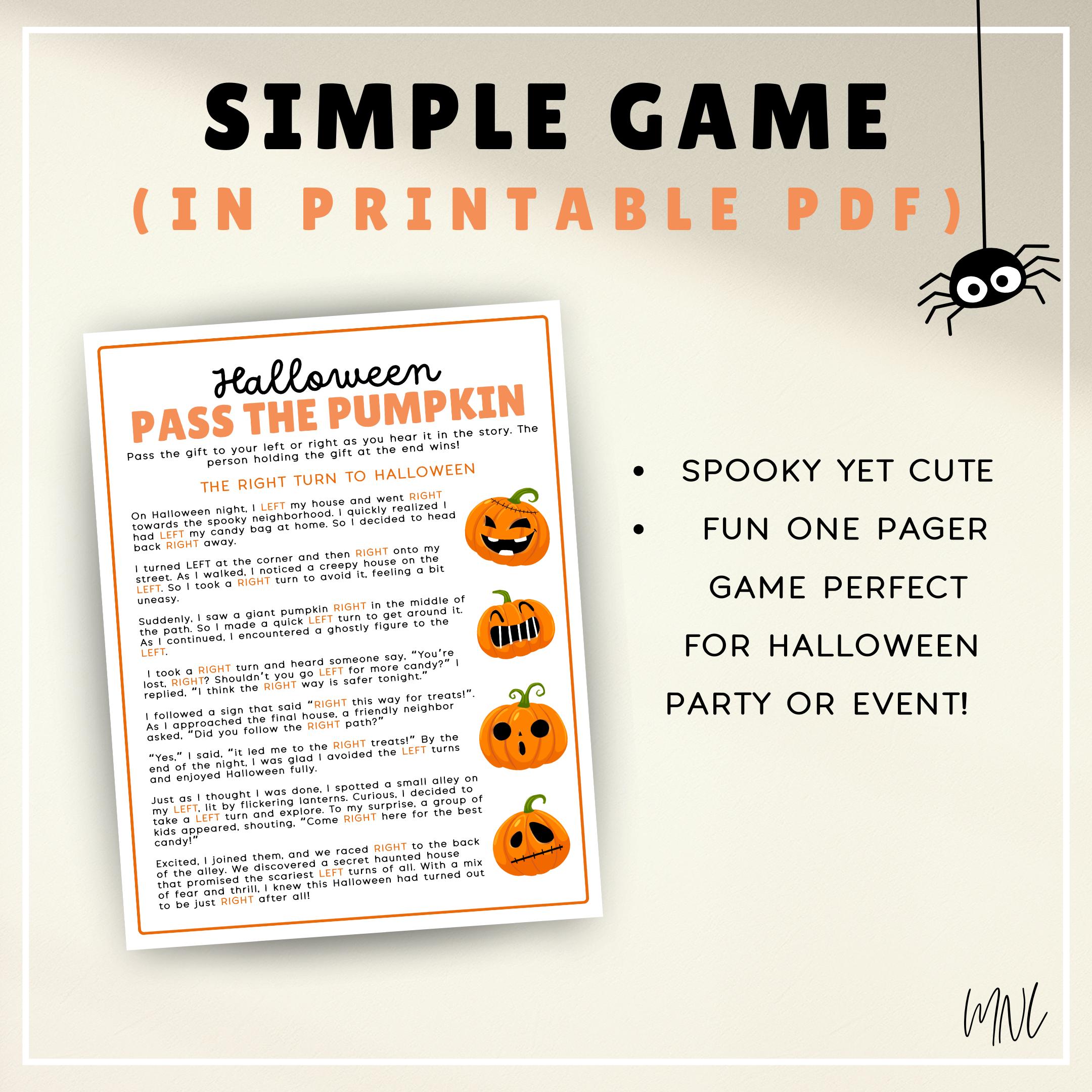 Pass the Pumpkin Halloween Party Game, Left Right Game for Halloween ...