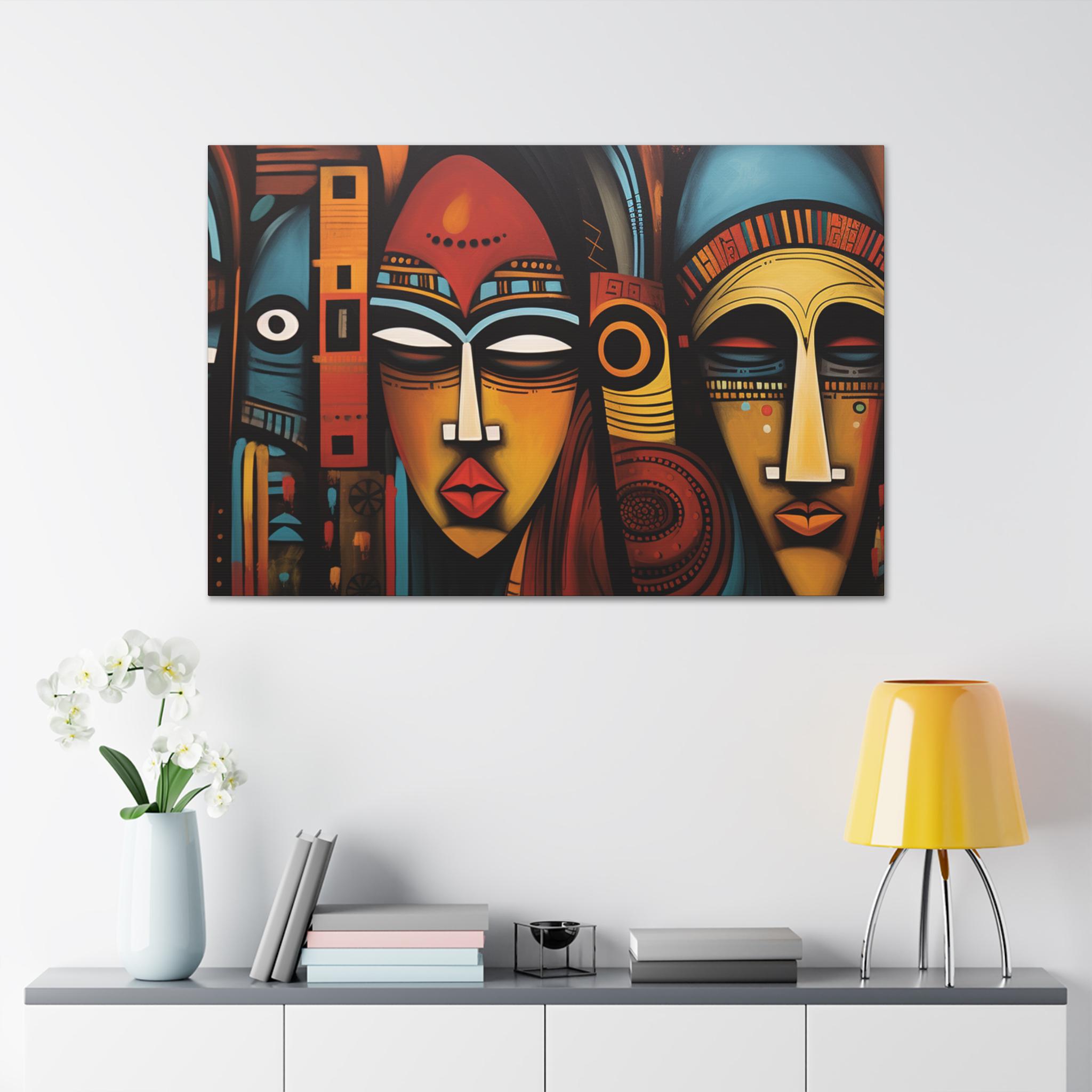 African Influence Abstract Wall Art Canvas - Etsy
