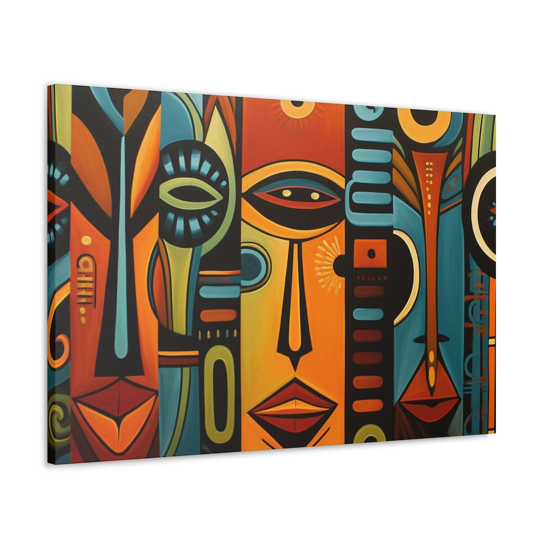 African Influence Abstract Wall Art Canvas - Etsy