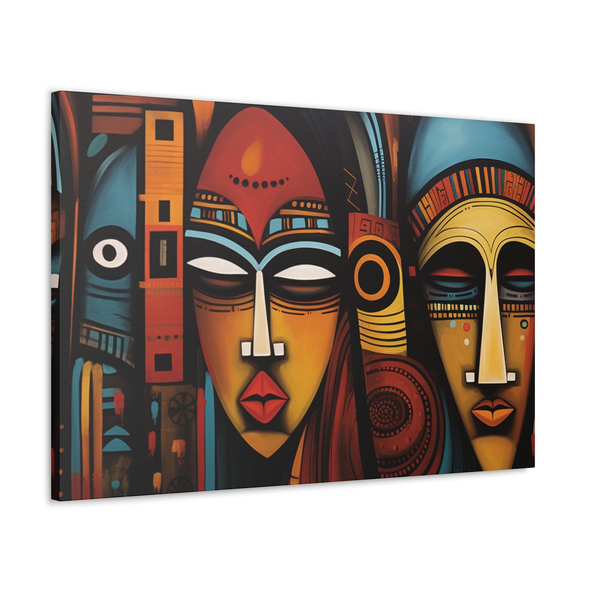 African Influence Abstract Wall Art Canvas - Etsy