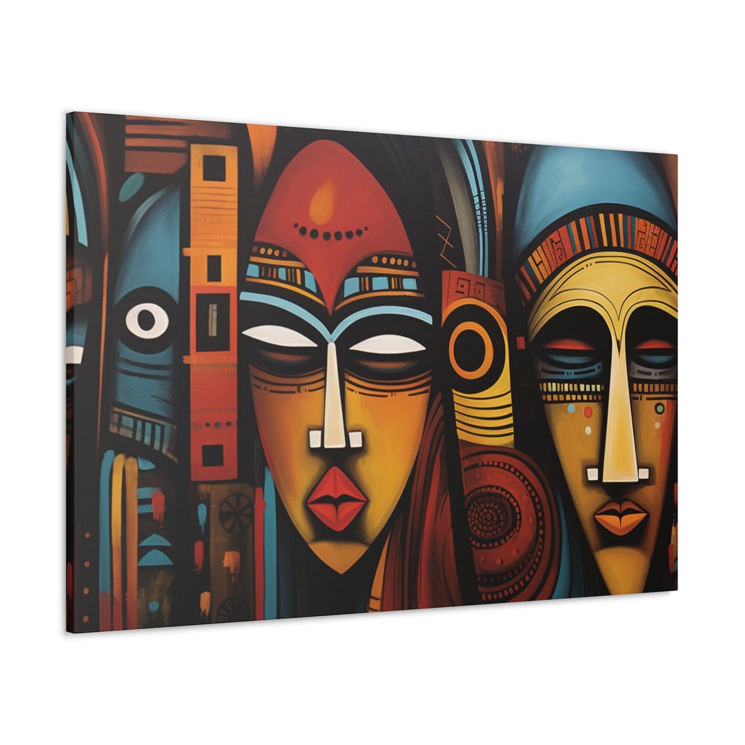 African Influence Abstract Wall Art Canvas - Etsy