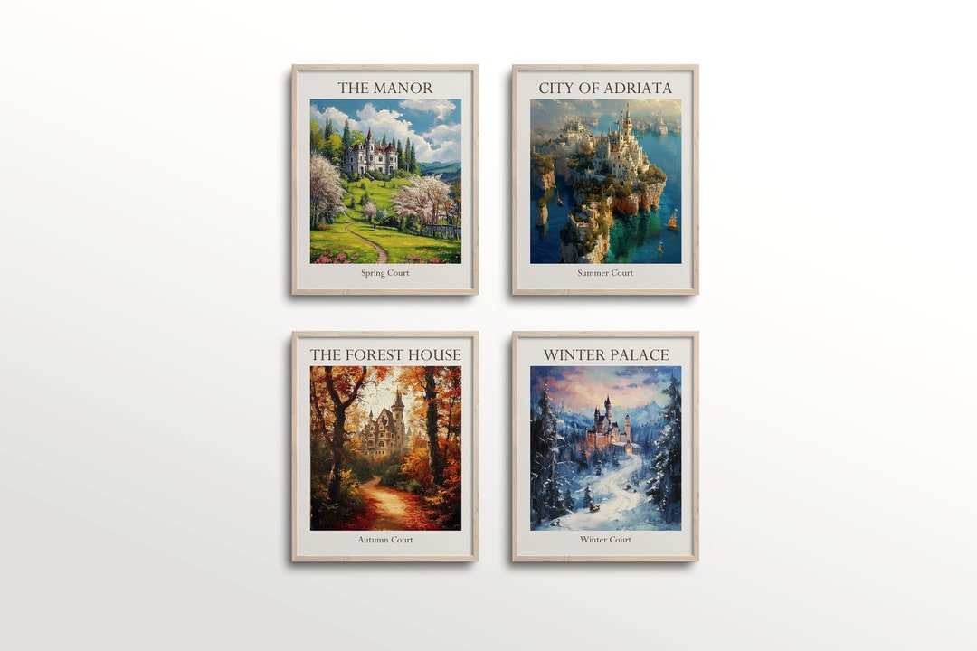 Set of 4 Prythian Courts Prints, Acotar Sarah J Maas Wall Art Booktok ...