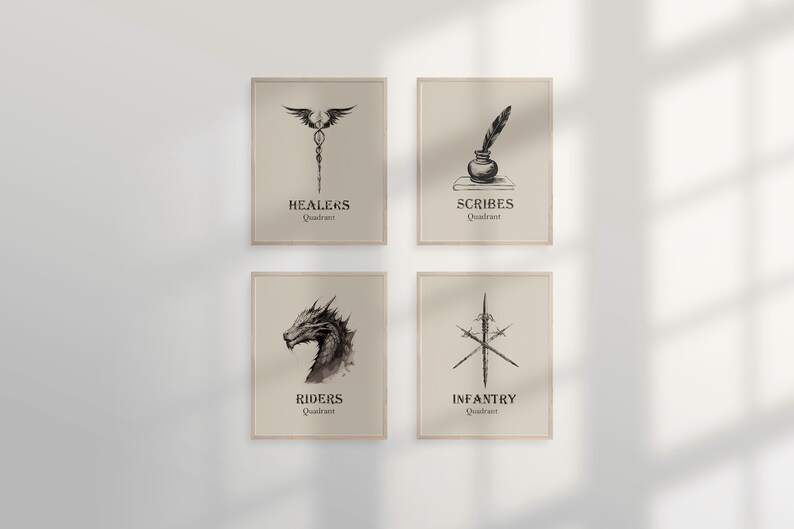 Set of 4 Fourth Wing Wall Art Prints, Fourth Wing Merch Posters ...