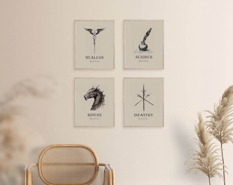 Set of 4 Fourth Wing Wall Art Prints, Fourth Wing Merch Posters ...