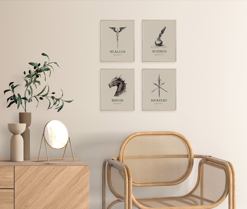 Set of 4 Fourth Wing Wall Art Prints, Fourth Wing Merch Posters ...