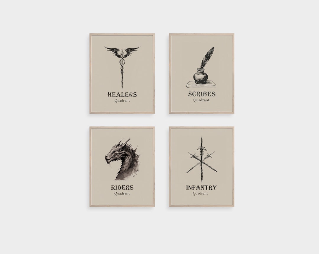 Set of 4 Fourth Wing Wall Art Prints, Fourth Wing Merch Posters ...