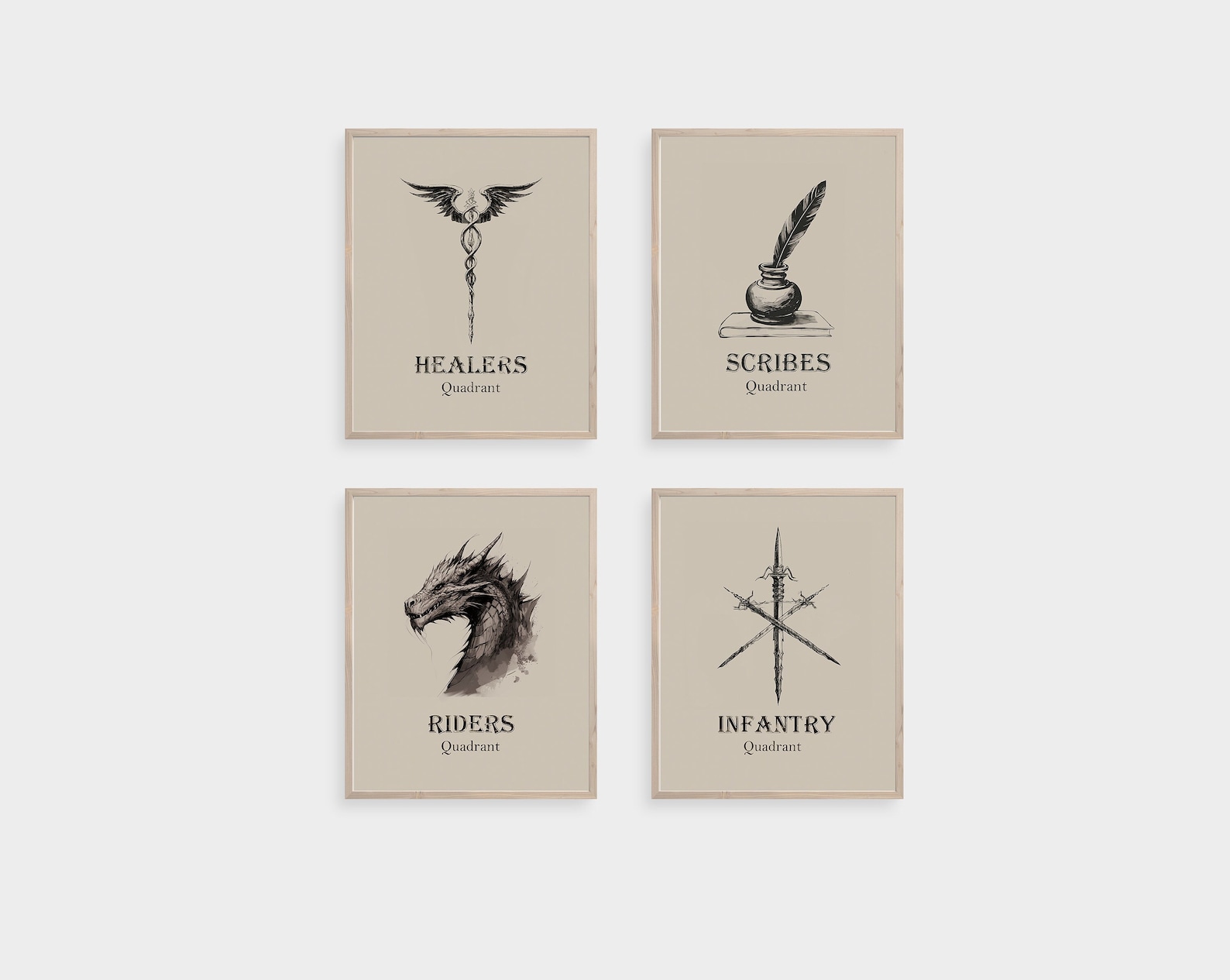 Set of 4 Fourth Wing Wall Art Prints, Fourth Wing Merch Posters ...