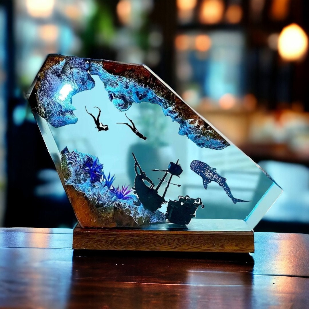 Whale Diver Resin Night Lights, Whale Diver Resin Lamp for Home Decor ...