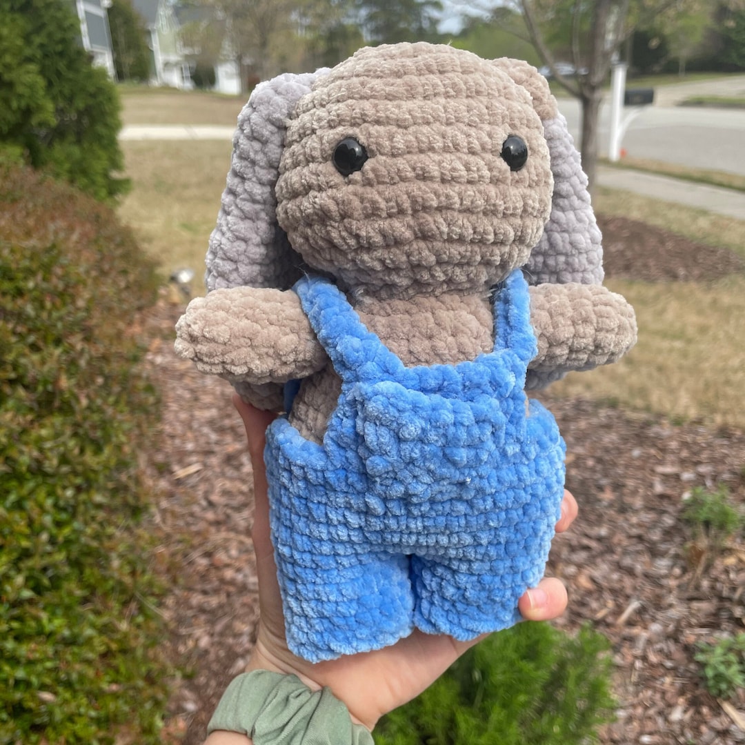Crochet Bunny With Overalls, Bunny Wearing Overalls, Baby Shower Gift ...